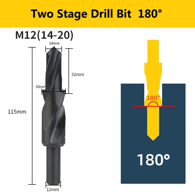 M3-M12 90/180 Degree Two-Stage Step Drill HSS6542 ... – Grandado