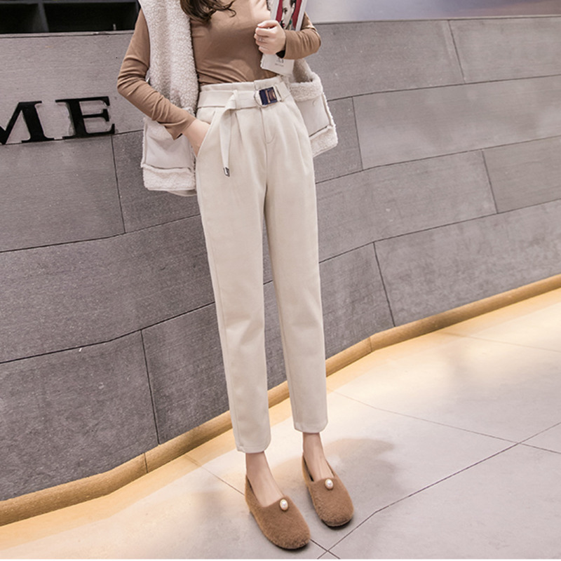 Winter Broek Vrouw Wit Tweed Enkellange Broek Met ... – Grandado