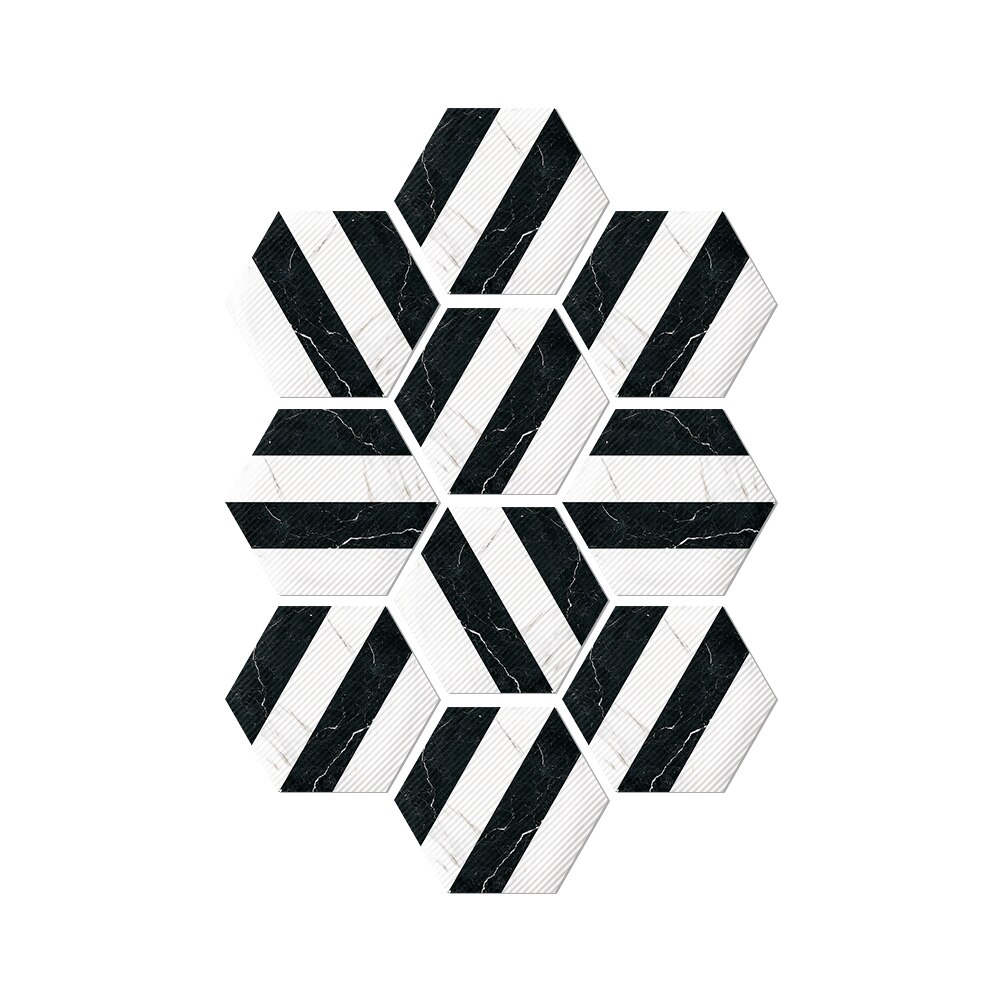 Pvc slitstark halkfri svart och vit randig golvkak... – Vicedeal