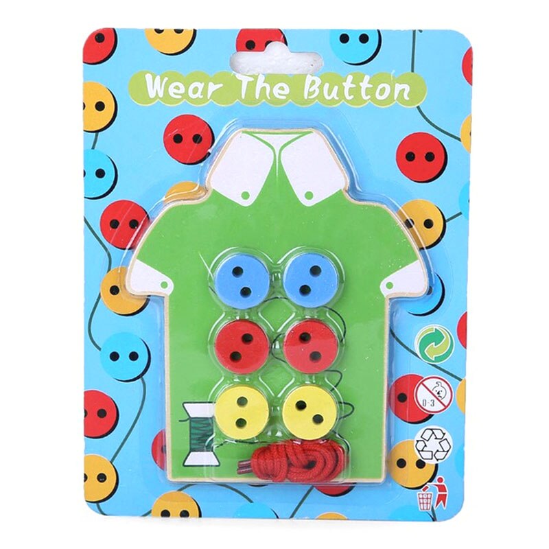 Wear The Button Threading Board Educational Wooden... – Grandado