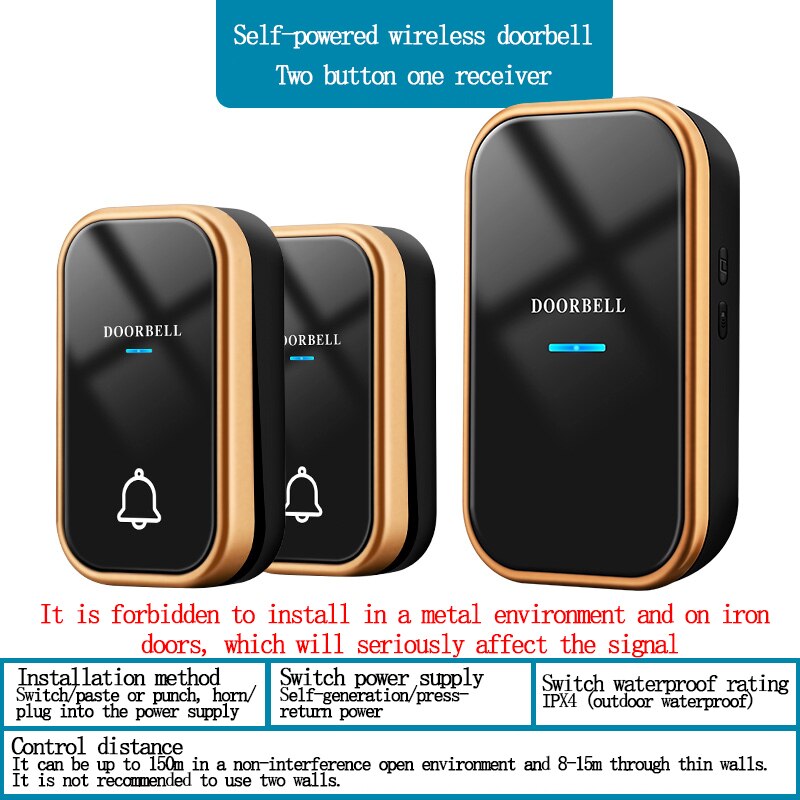 CXFG Home Wireless Doorbell Self-Powered Without B... – Grandado