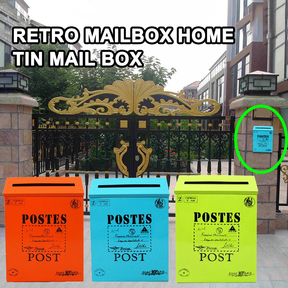 Post Box Vintage Metal Mail Box Case Tin Newspaper... – Grandado