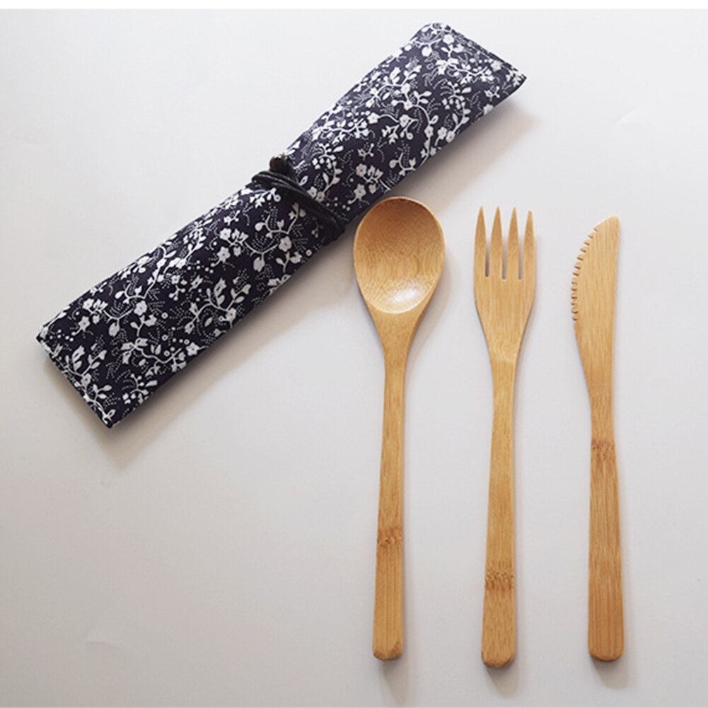 Wooden Flatware Cutlery Set Bamboo Straw Dinnerwar... – Grandado