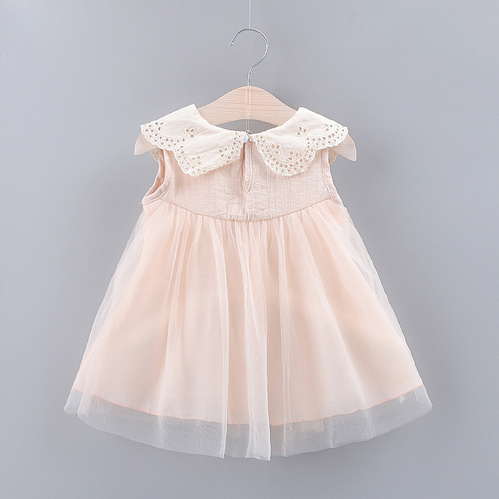 Cute baby girl dress Solid Bow Lace Tulle Party Pr... – Grandado