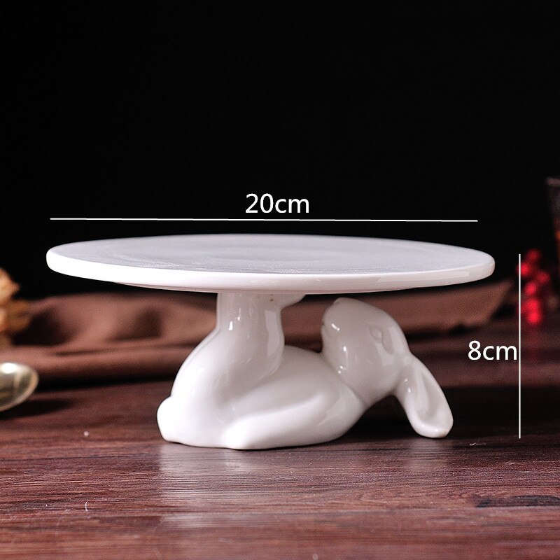 Tall Feet Ceramic Cake Pan Cute Rabbit Cake Tray S... – Grandado