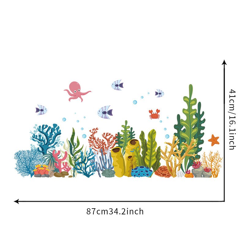 Cartoon Underwater Ocean Coral Reef Plants Wall St... – Grandado