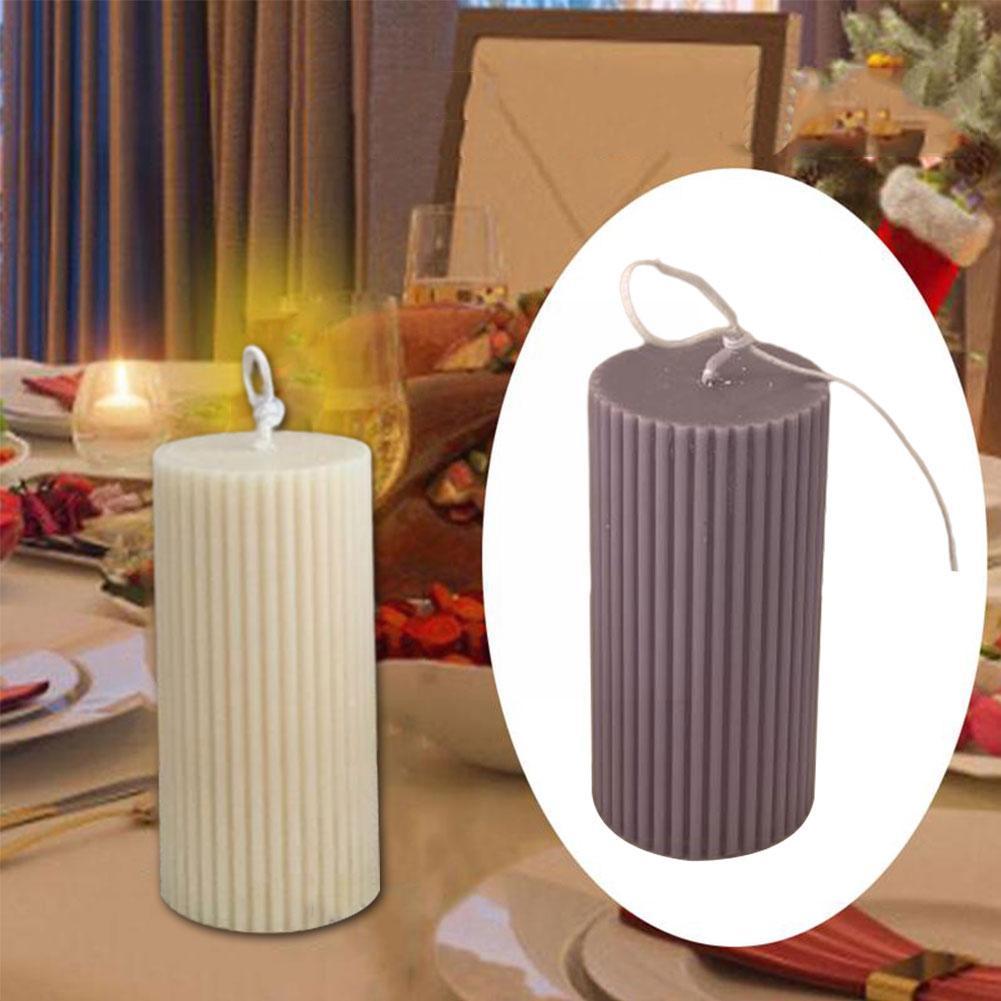 Vertical Striped Pillar Candles Dinner Table Scent... – Grandado