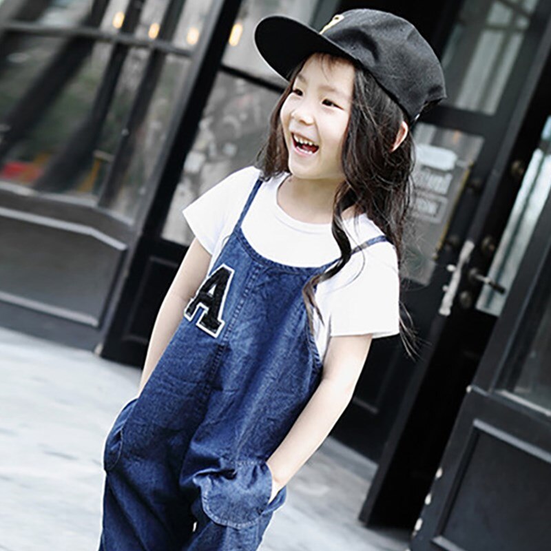 Kids denim overalls summer baby girls cowboy short... – Grandado