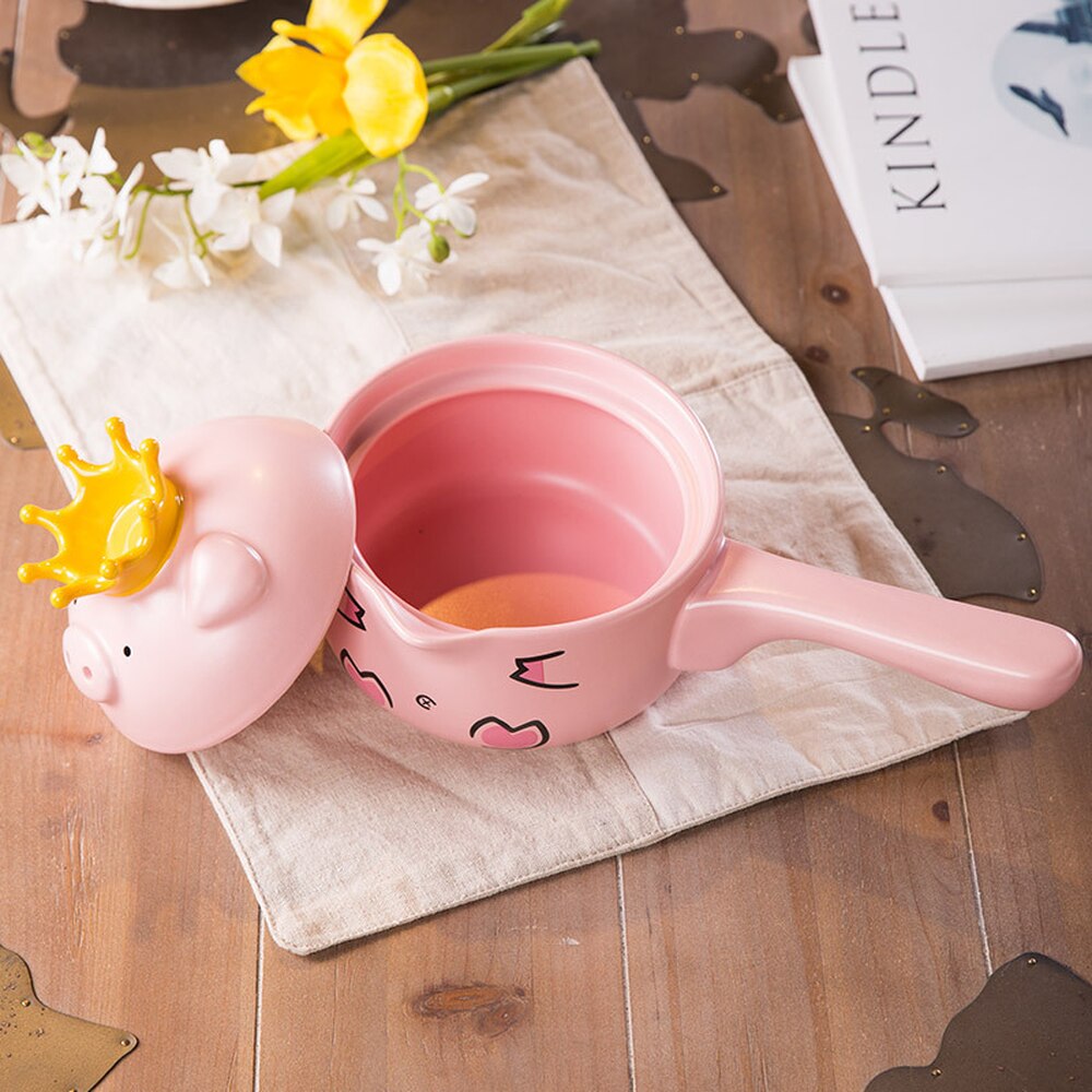 Cute pink pig cartoon casserole milk pot cooking p... – Grandado