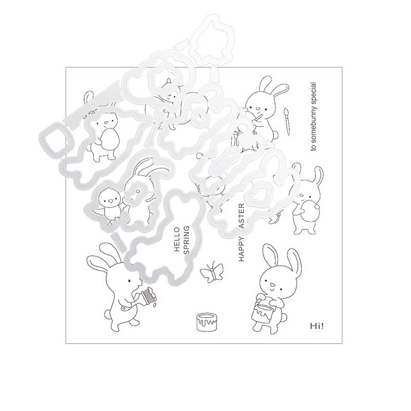 Bunny easter Transparent Clear Stamps/coordinating... – Grandado