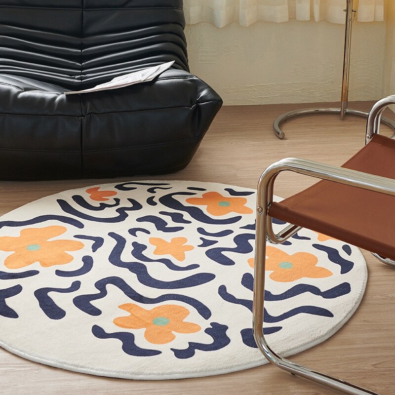 Abstract Flowers Round Area Rugs Living Room Kids ... – Vicedeal