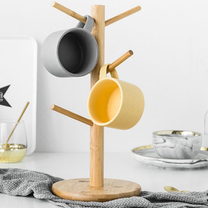 Wooden Coffee Cup Rack 6 Cup Mug Holder Countertop... – Vicedeal