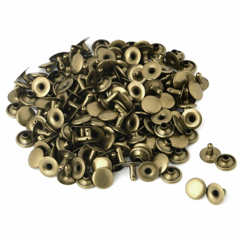 Metal and leather tubular rivets, single-sided cov... – Vicedeal