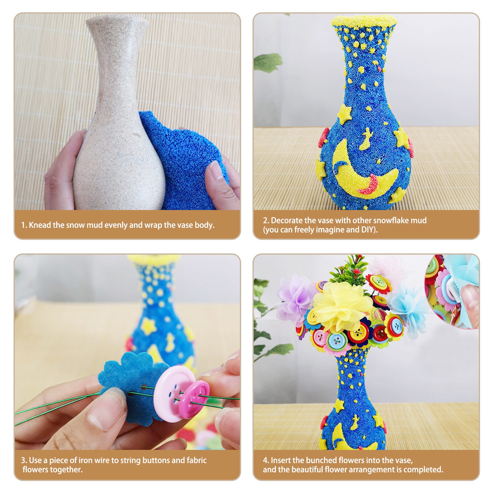 DIY Felt Toy Button Flower Craft Kits Kindergarten... – Vicedeal