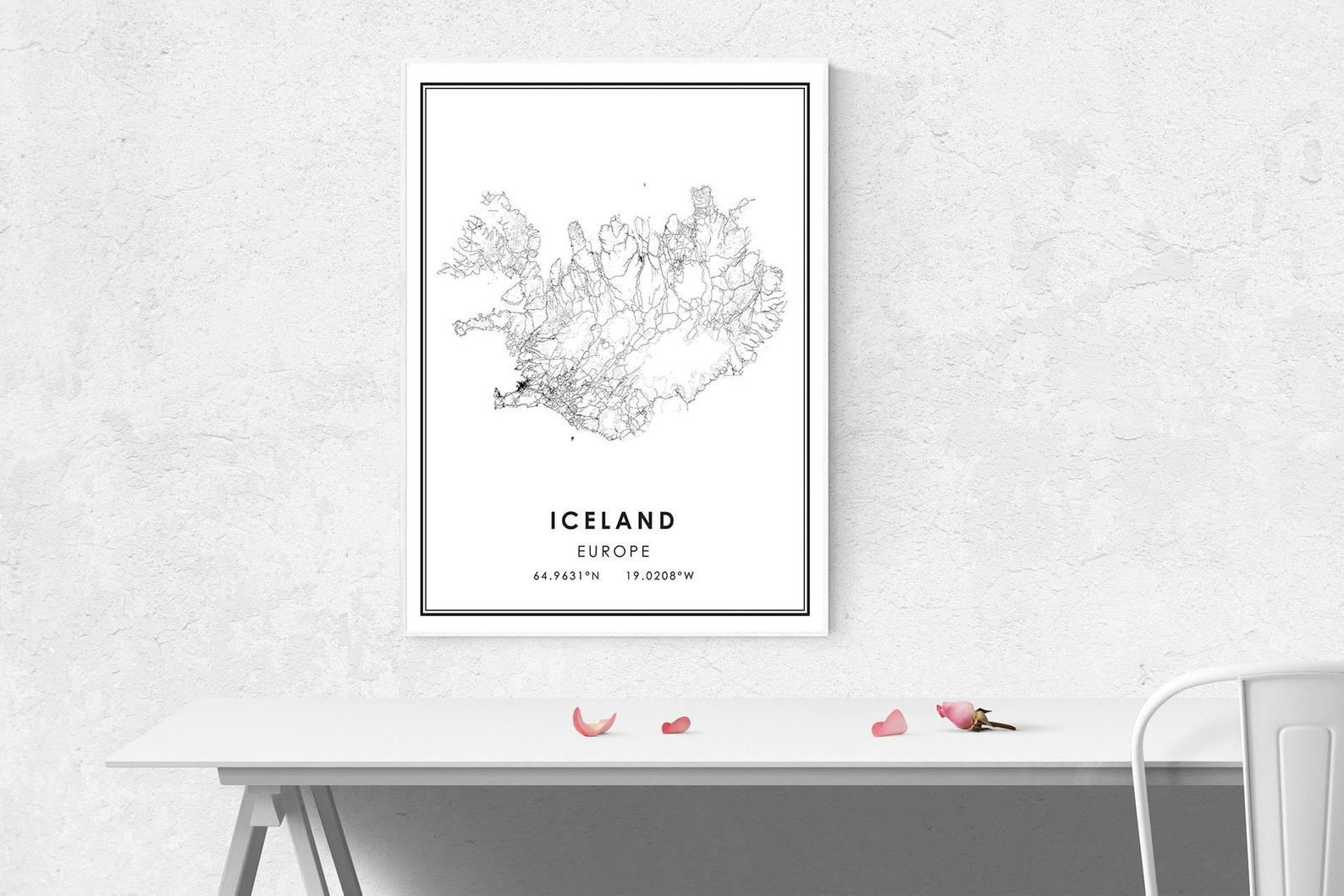 Iceland country map print poster canvas | Iceland ... – Vicedeal