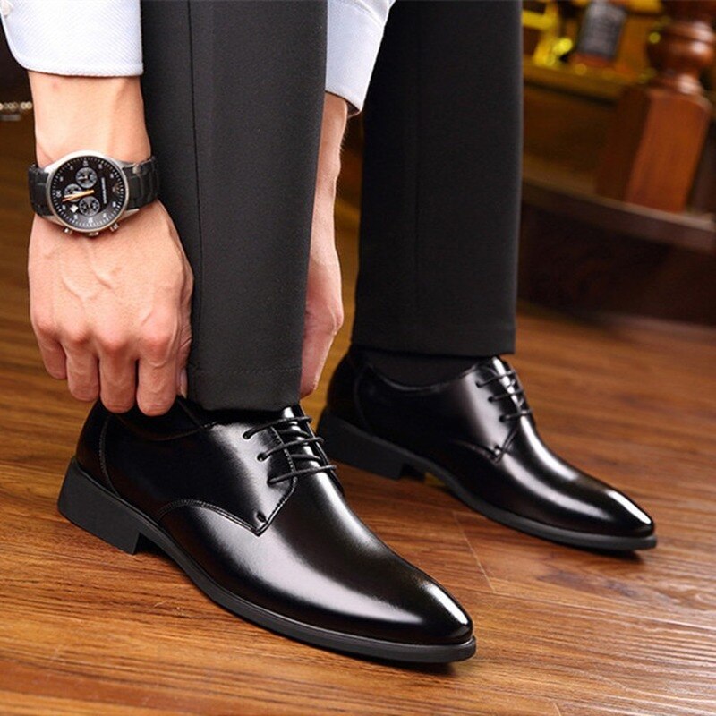 Mazefeng Leather Men Brogues Shoes Lace-Up Bullock... – Vicedeal