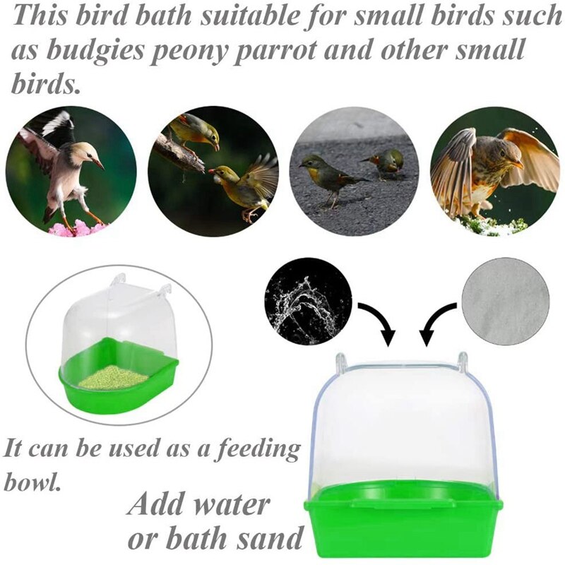 Parrot Bath Box Bird Bath Cage Bird Bath Covered f... – Vicedeal