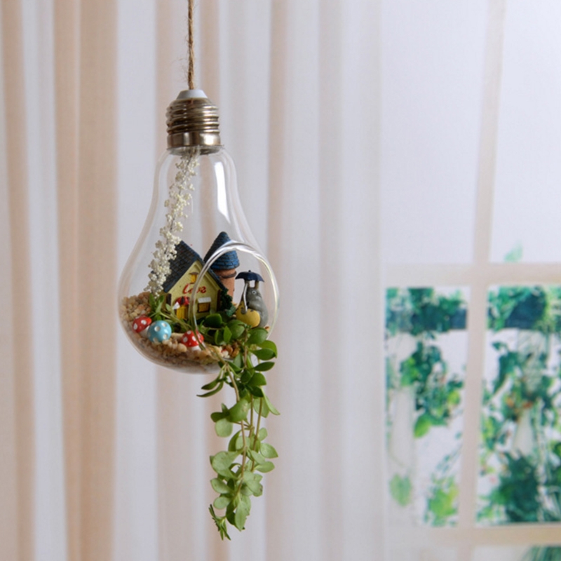 Glass Hanging Planter, Light Bulb Shaped Hanging A... – Grandado