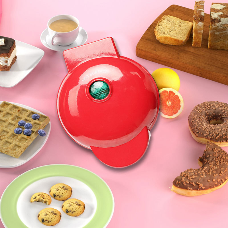 Mini Waffle Maker Red Non-Stick Breakfast Bubble E... – Grandado