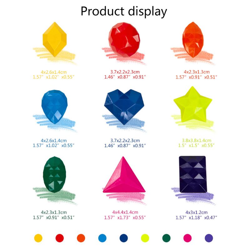 9 Colors Diamond Shape Crayons Non Toxic Washable ... – Grandado