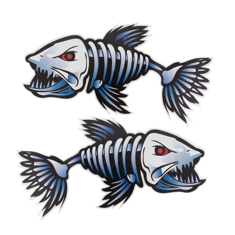 2/pcs Scary Fish Skeleton Sticker Kayak Canoe Ding... – Grandado