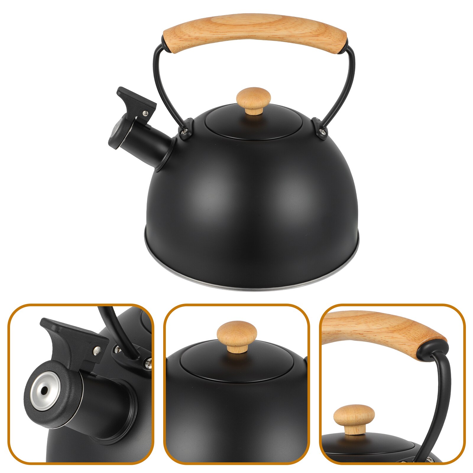 1pc Wood Handle Stainless Steel Whistling Kettle T... – Grandado