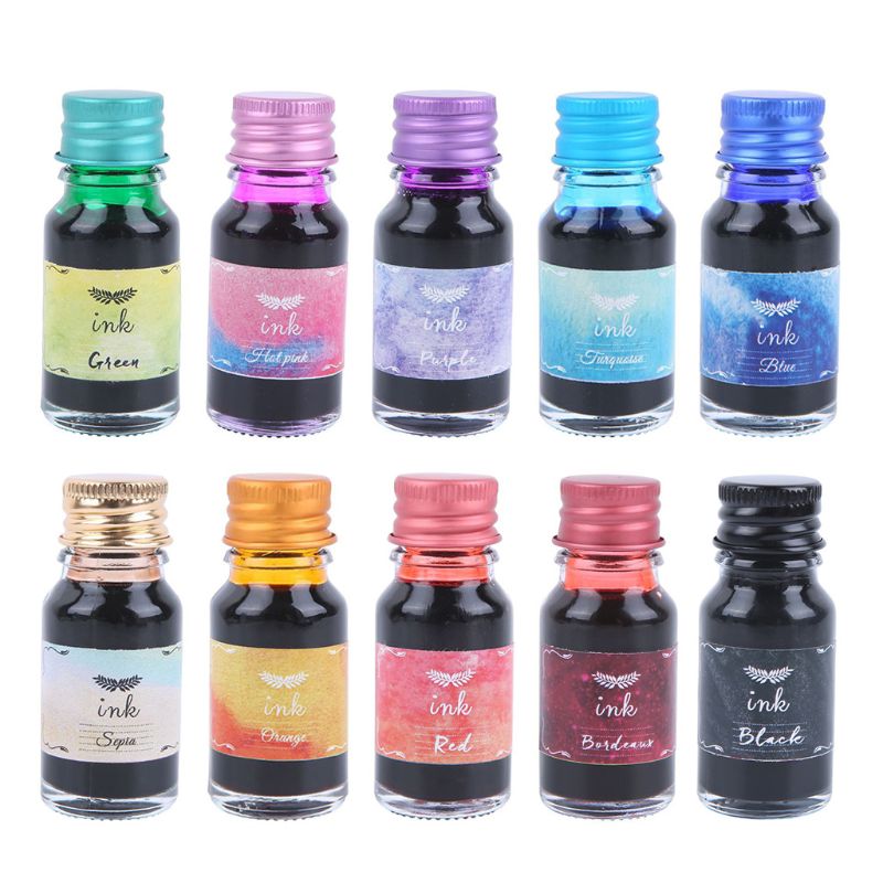 10Pcs 10ml Colorful Fountain Pen Ink Refilling Ink... – Vicedeal