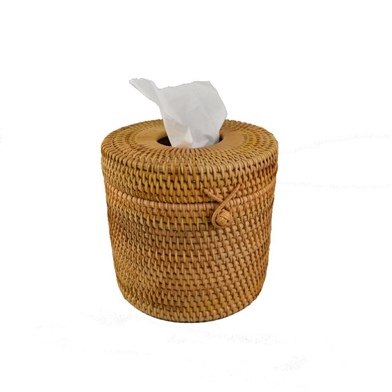 Round Rattan Tissue Box Vine Roll Holder Toilet Pa... – Vicedeal