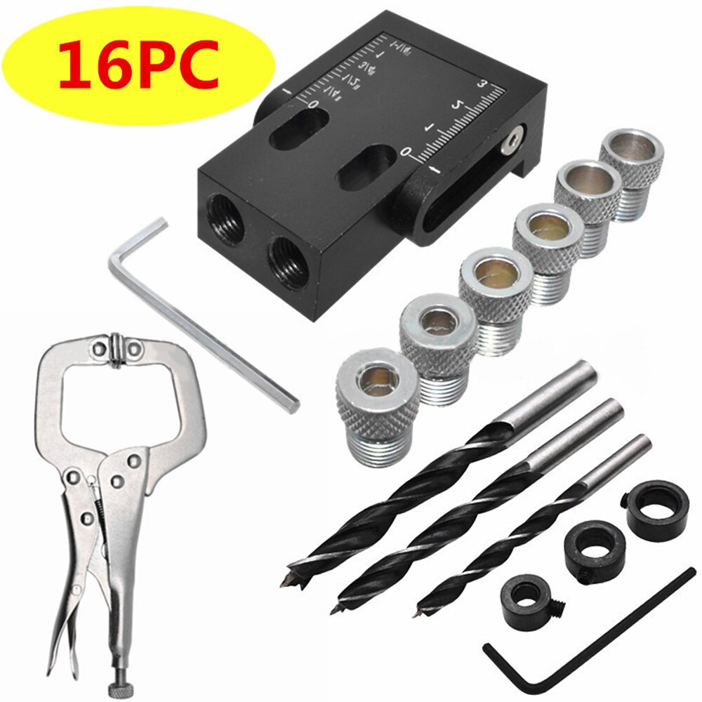 8/15/16pcs Pocket Hole Jig Kit Woodworking 15 Degr... – Grandado