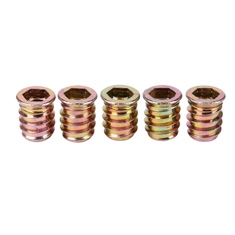 Set of 5 threaded insert M10 x 20 mm for wood – Grandado