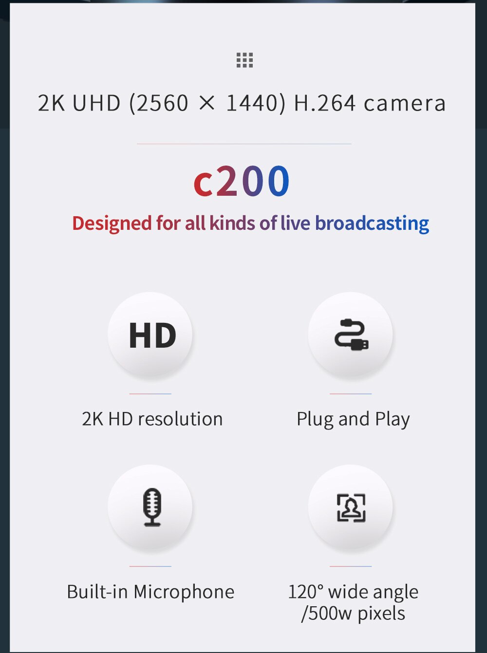 TISHRIC C200 Webcam 1080P 2K Full HD USB Web Camer... – Grandado