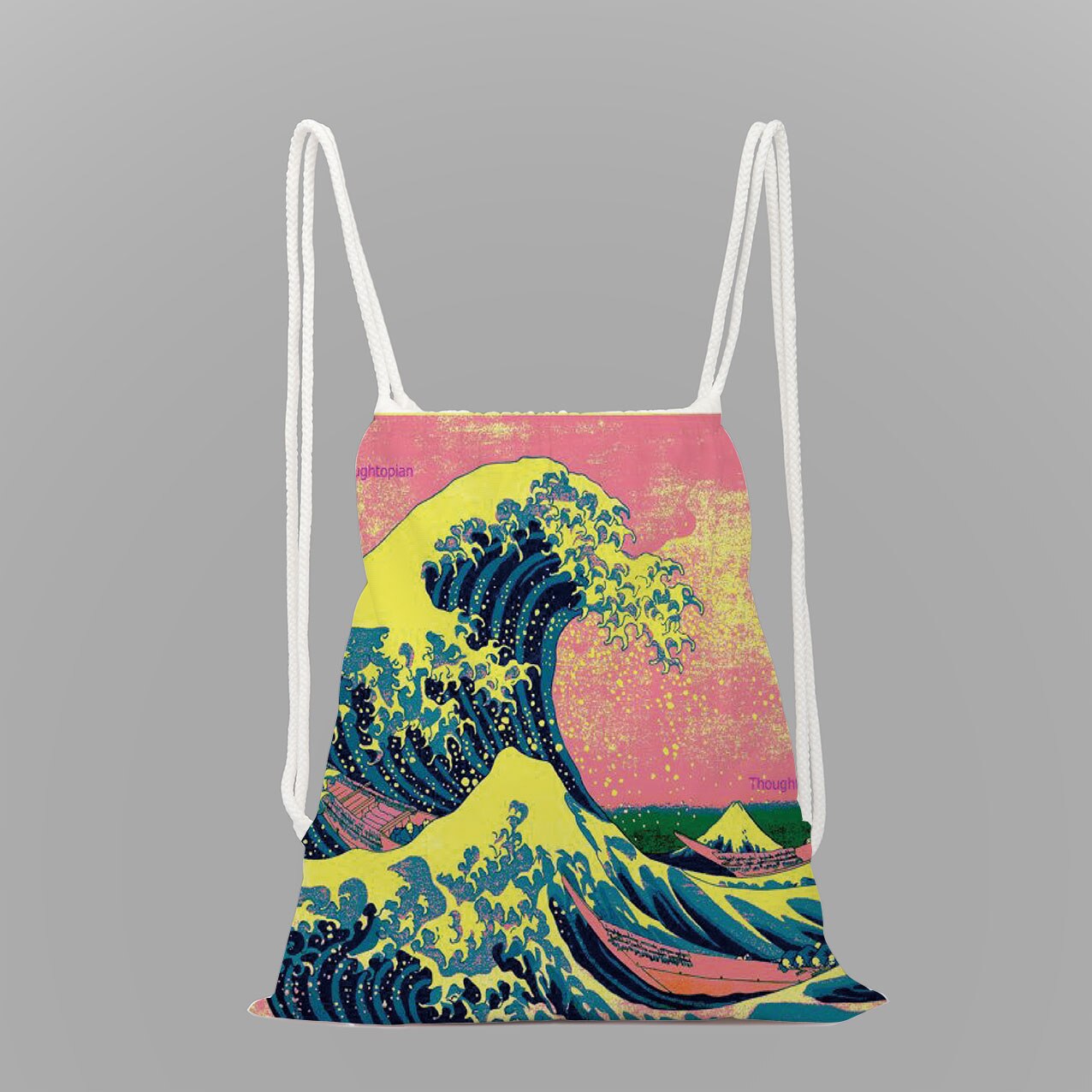 Kanagawa surf print school backpack girls drawstri... – Vicedeal