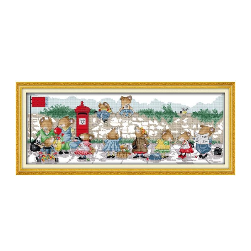 The mice waiting for the bus cross stitch kit cart... – Grandado