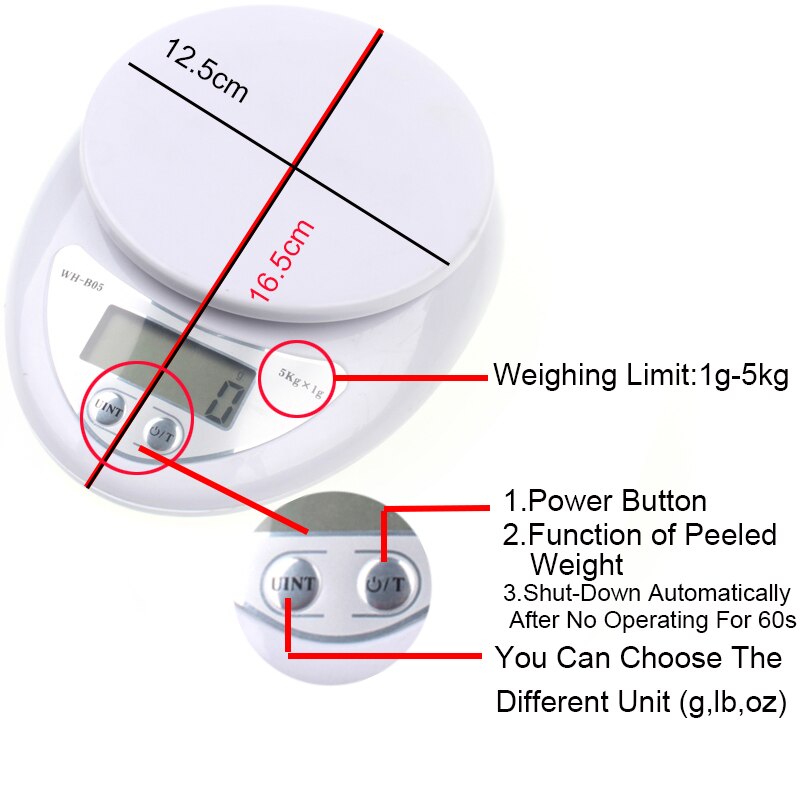 Portable 5kg 1g Electronic Scales Food Balance Kit... – Grandado
