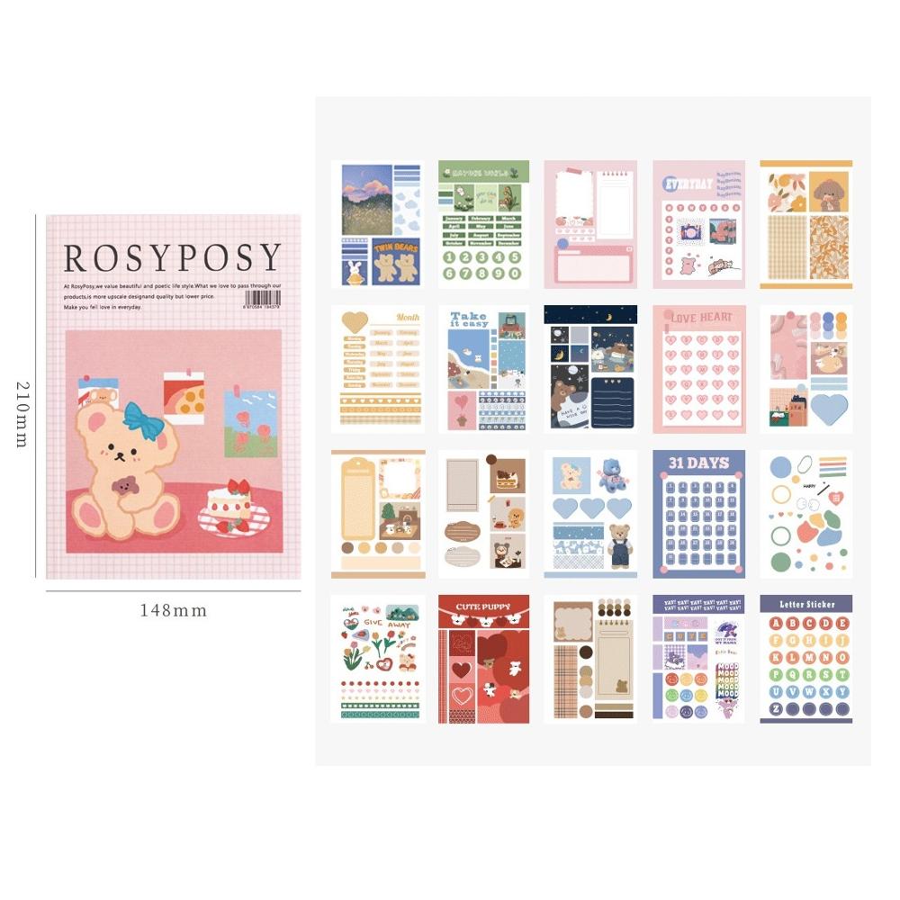 Rosy Posy 20 Page Notebook Sticker Set INS Style V... – Grandado