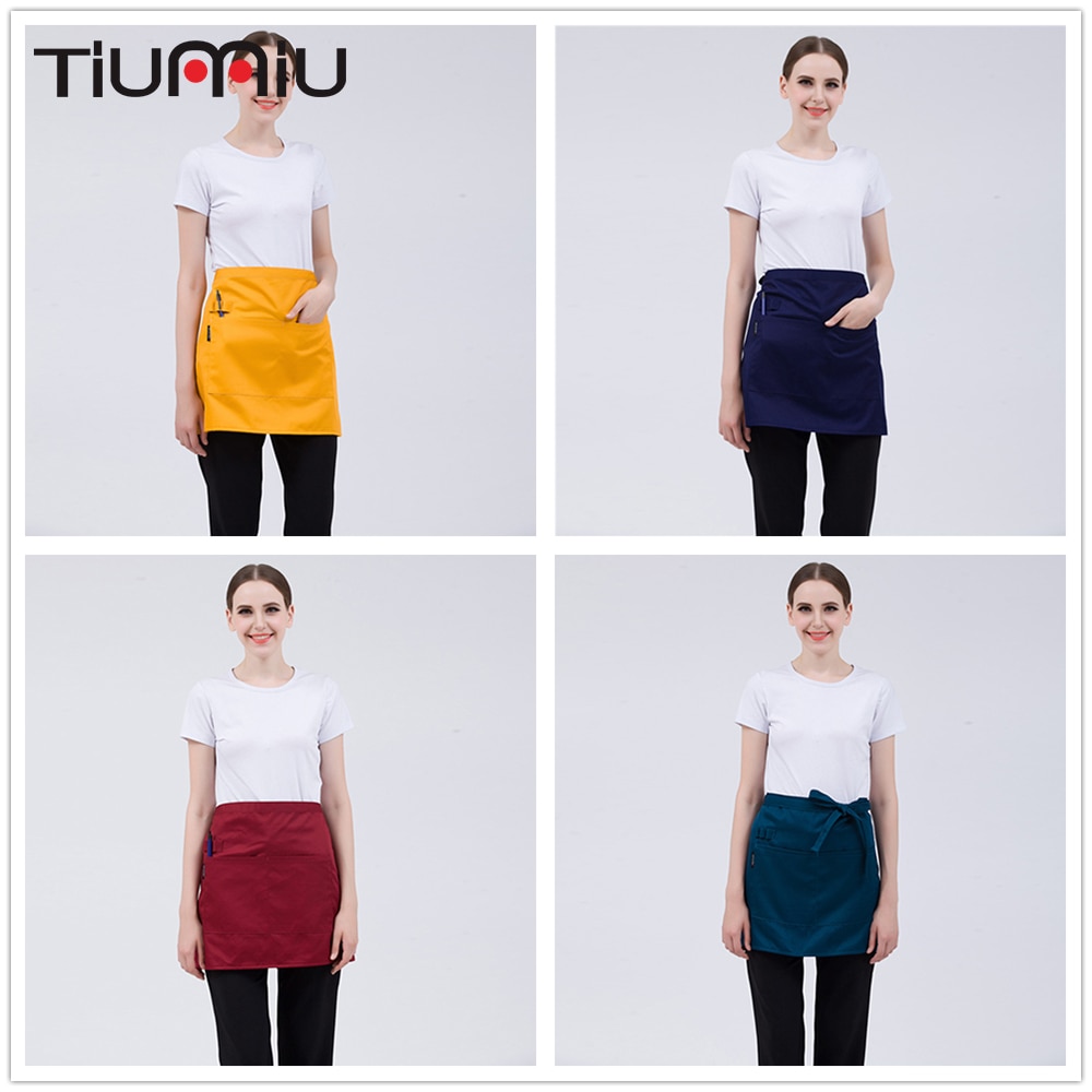 8 Colors Short Apron for Women Men Kitchen Hotel C... – Grandado