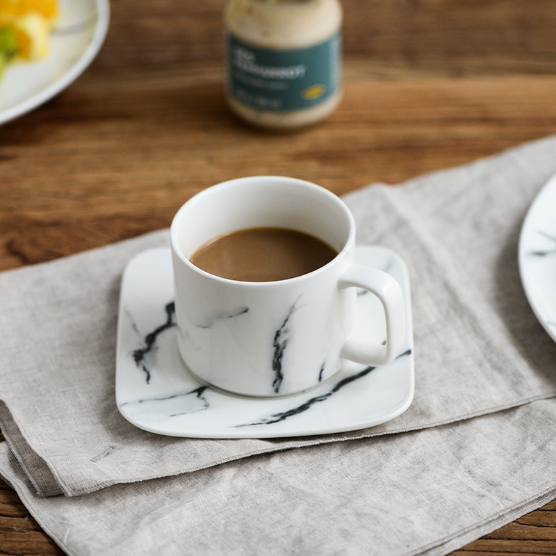 Coffee Cup Dish Set Nordic Marble Pattern Cup And ... – Vicedeal