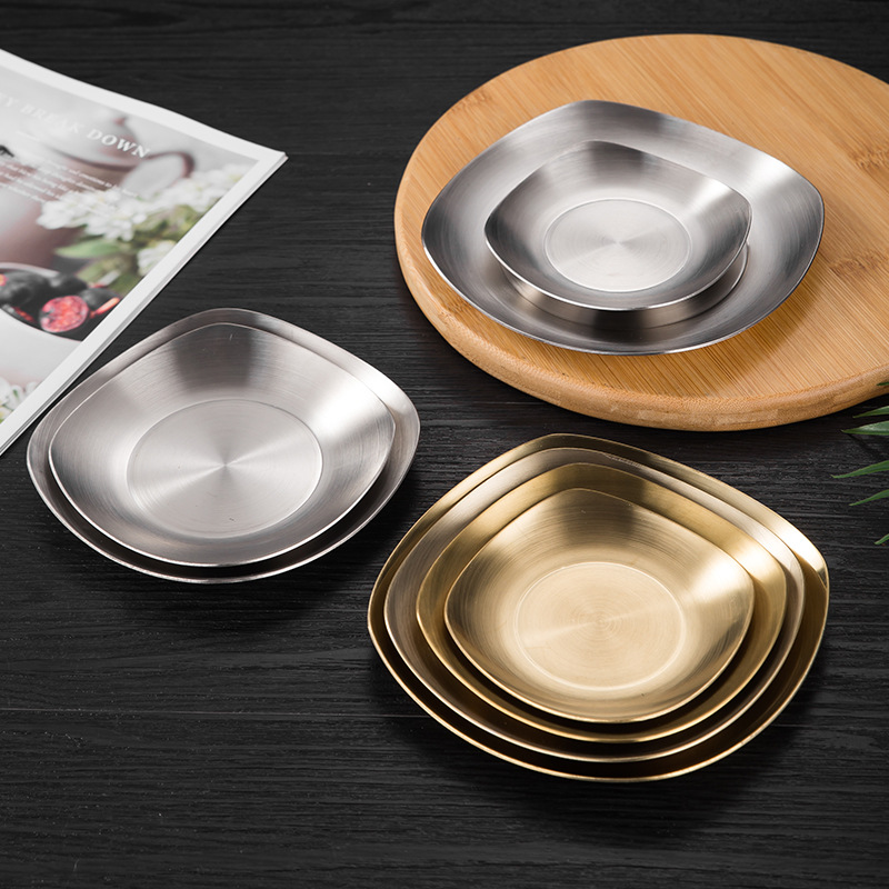 Stainless Steel Dinner Plates Restaurant Gold Serv... – Vicedeal