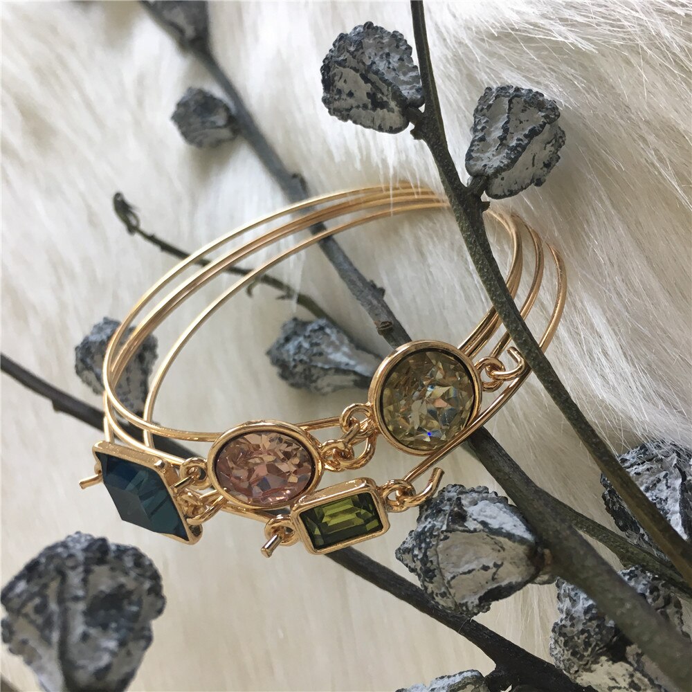 TRENDY ARMBAND GOLD FARBE BUNTE STEIN ANHÄNGER DÜN... – Vicedeal