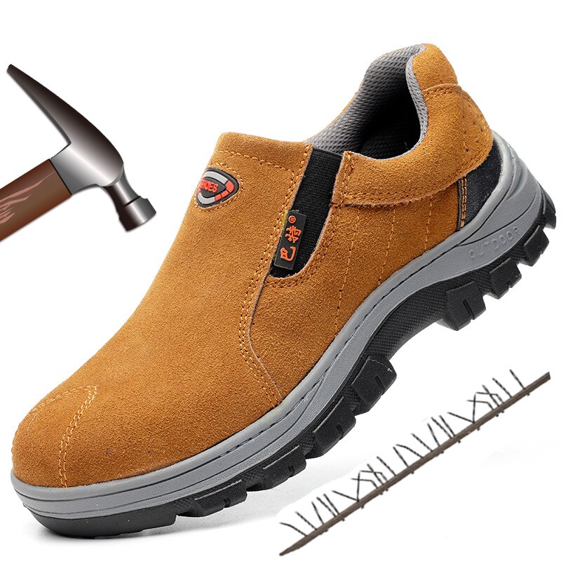 Leather Safety Shoes Steel Toes Cap Anti-smash Ant... – Grandado