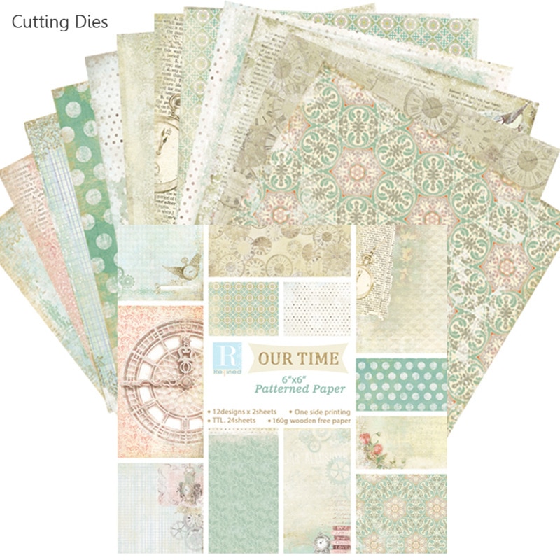 12Sheets Vintage Our Time Patterned Scrapbooking P... – Grandado