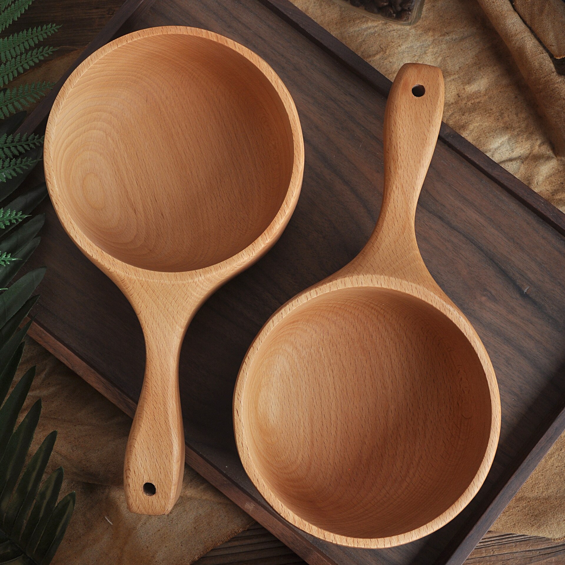 Korean whole wood handle water ladle solid wood me... – Grandado