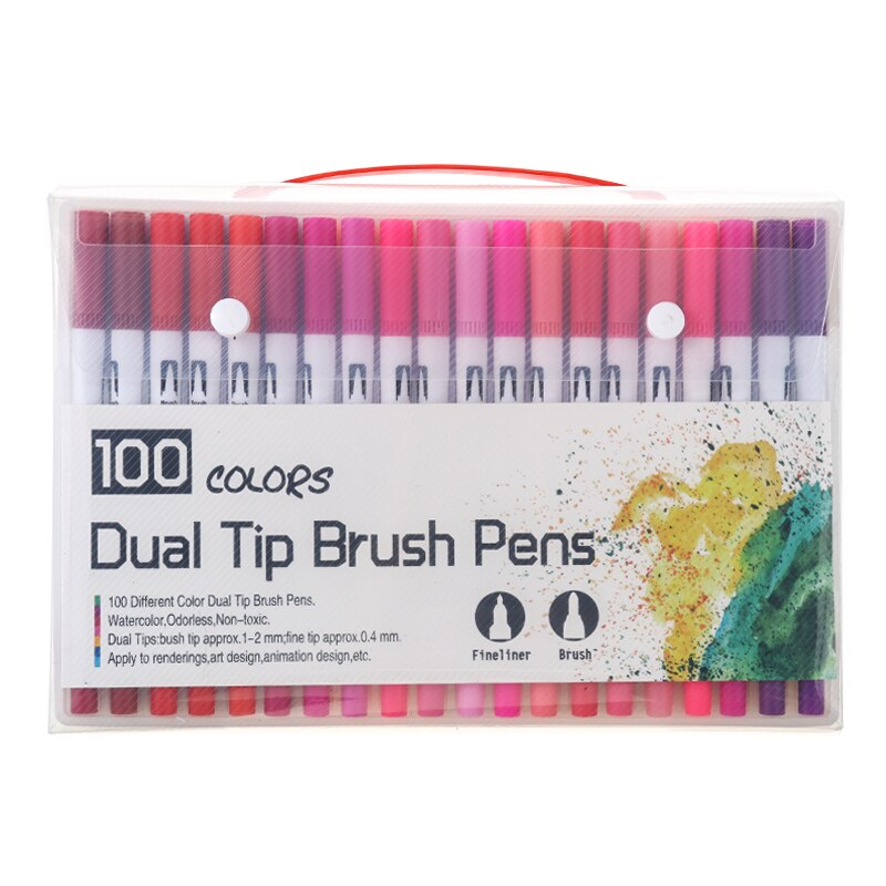 100 Color Dual Tip Brush Marker Pens Graffiti Colo... – Vicedeal