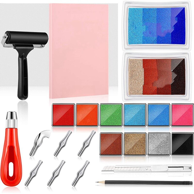 18Pcs Rubber Stempel Maken Kit Blok Print Tool Set... – Vicedeal
