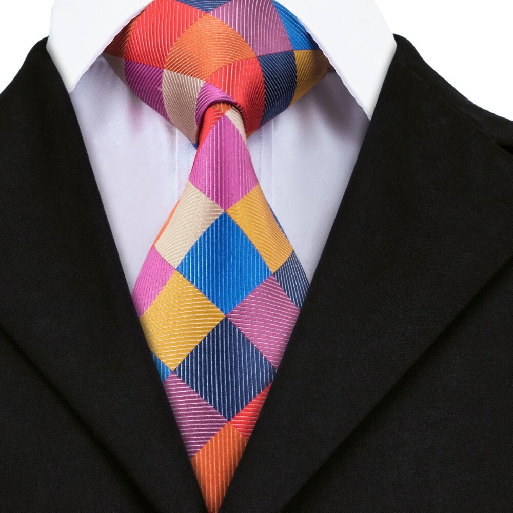 Corbata a cuadros MultiColor para hombre, mancuern... – Grandado