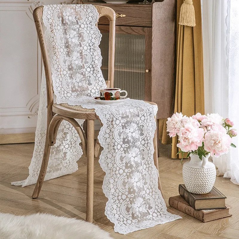 Embroidered Floral Lace Table Runner, Boho Lace Ta... – Grandado