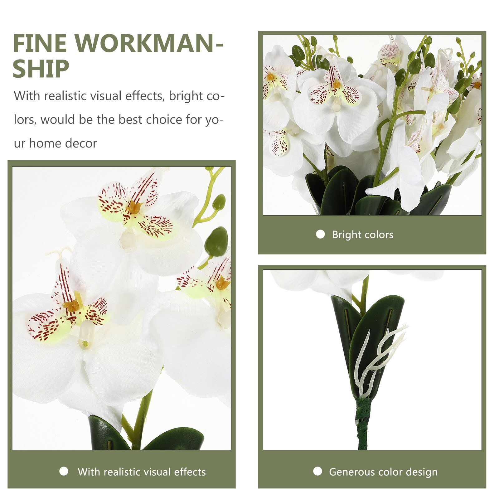 10pcs Artificial Orchid Flowers Stem Plant Realist... – Grandado