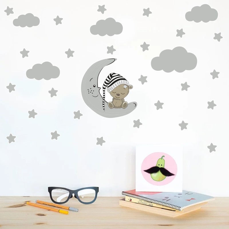 Tofok tegneserie herlige stjerner måne bjørn skyer... – Grandado