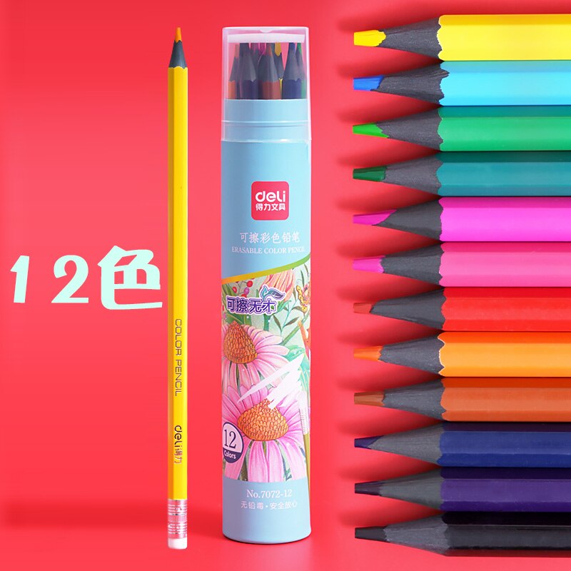 Deli Colored Pencil with Eraser Sketch Drawing Doo... – Grandado