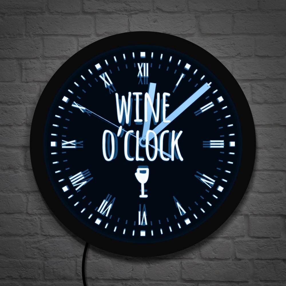 Wine o'Clock LED Neon Sign Modern Wall Clock W... – Grandado